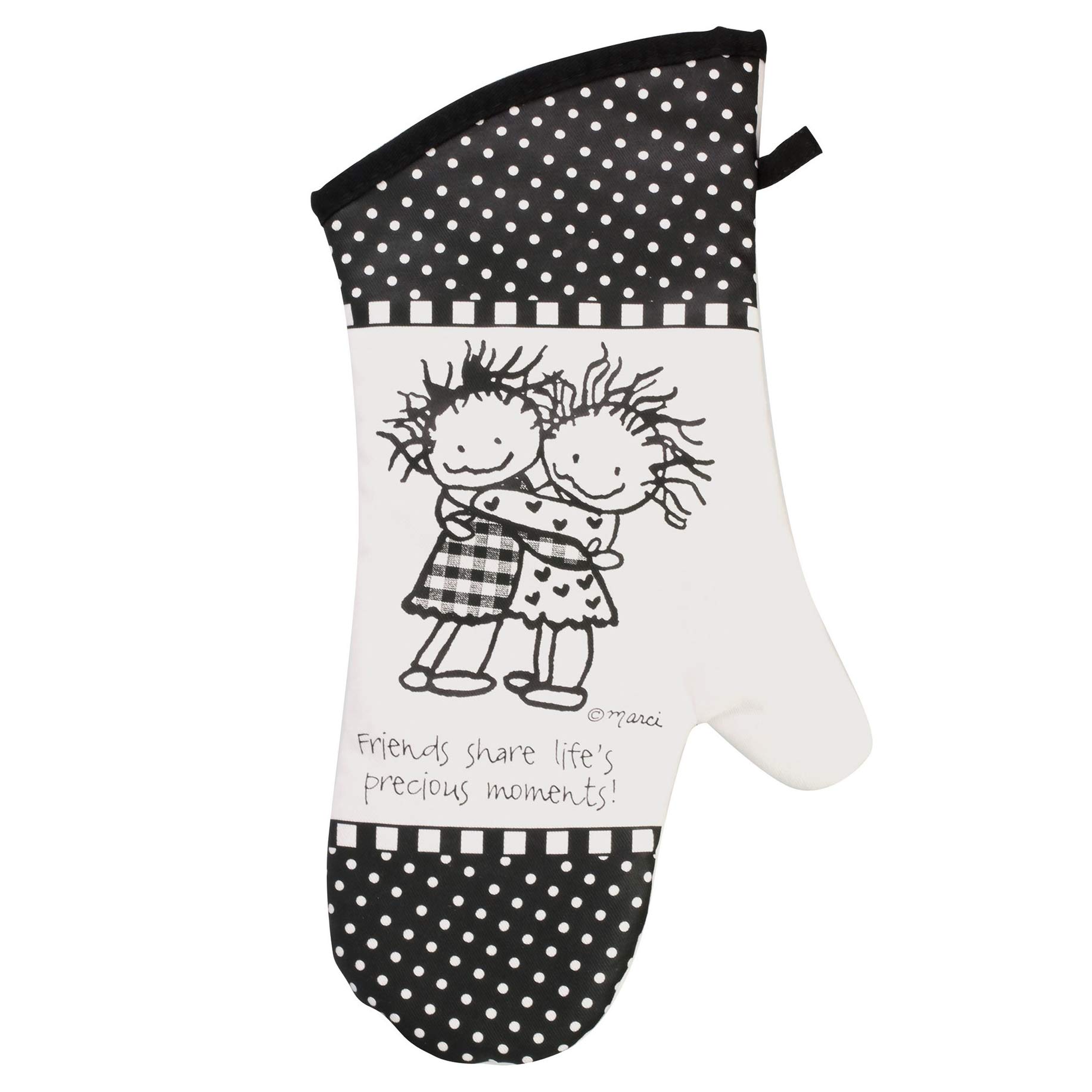 Enesco Children of The Inner Light Friends Precious Moments Pot Holder Oven Mitt, 13 Inch, Black and White