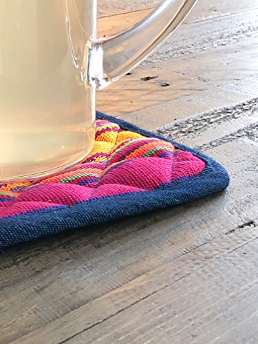 Cork & Leaf Potholder Loop for Hanging- Hot Oven Pad/Coaster for Countertops, Kitchen Pot Holder, Heat Resistant with Hanging Loop, Thick Cotton Potholder (Fiesta)