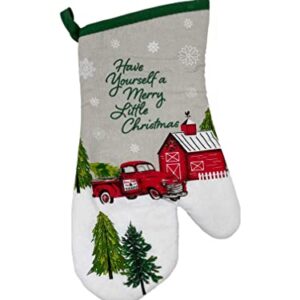 Christmas Pot Holders with Oven Mitt and Christmas Kitchen Towels Sets (Red Truck Design), Christmas Oven Mitts, Pot Holders and Oven Mitts Sets, Christmas Oven Mitts and Pot Holders