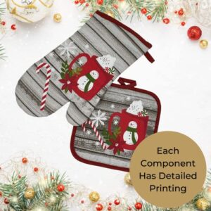 Elrene Home Fashions Jolly Holiday Cocoa and Candy Cane Holiday Oven Mitt and Pot Holder Gift Set of 2, 100% Cotton