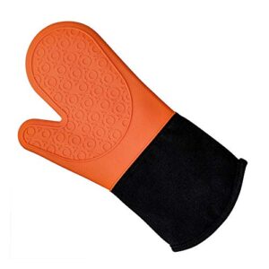 Hooshion 1 Pair Silicone Heat Resistant Gloves ,Thicken Non-Slip Oven Mitts Cooking Gloves Grilling Gloves Multipurpose Oven Mitts (Orange)