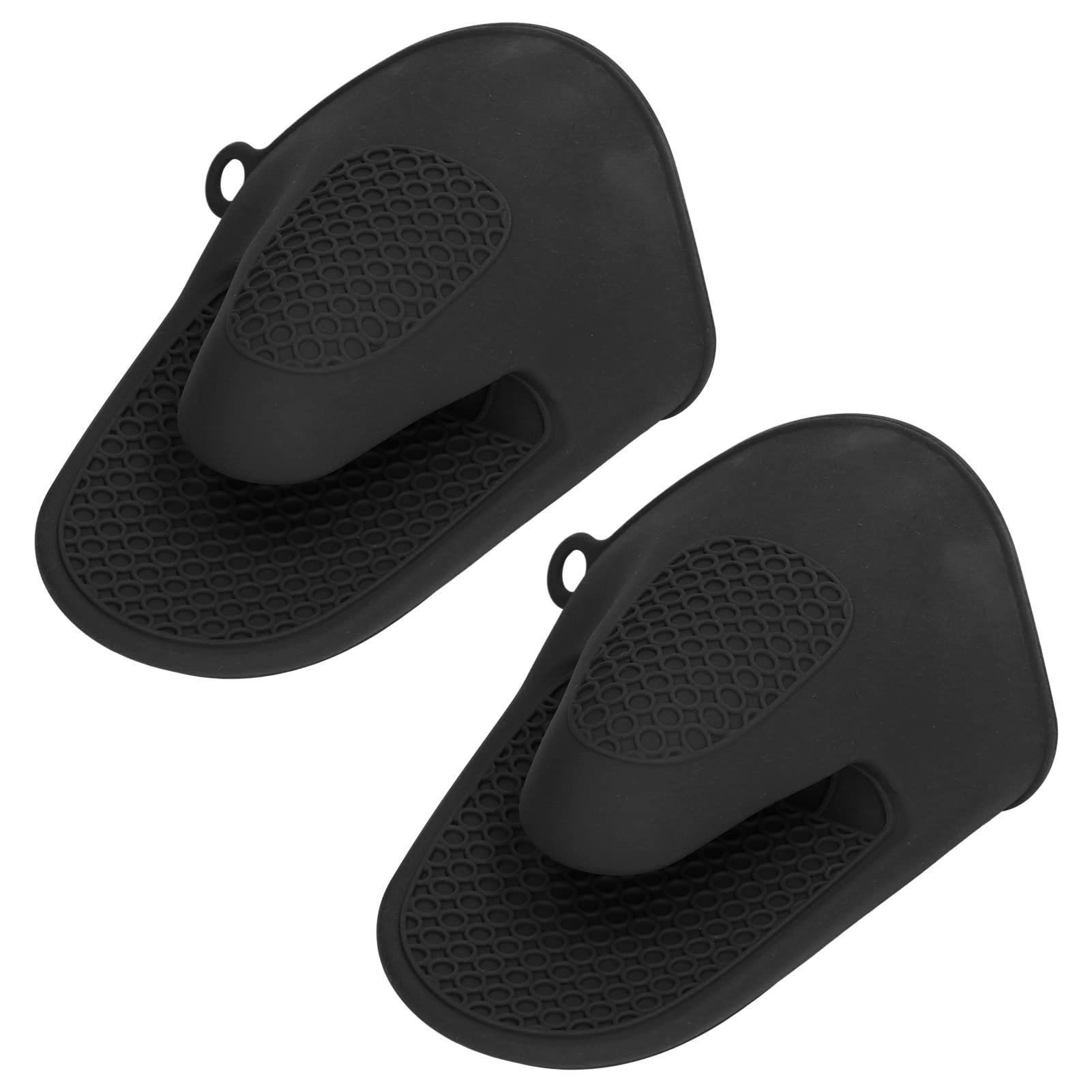 Silicone Oven Mitts Pair, Silicone Oven Mitts, 2PCS Oven Mitts Mini Silicone Thickened Anti Scalding Cooking Pinch Mitts for Kitchen (Black)