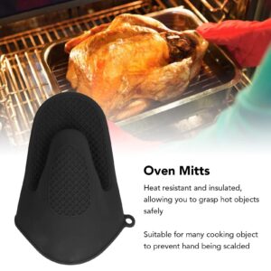 Silicone Oven Mitts Pair, Silicone Oven Mitts, 2PCS Oven Mitts Mini Silicone Thickened Anti Scalding Cooking Pinch Mitts for Kitchen (Black)