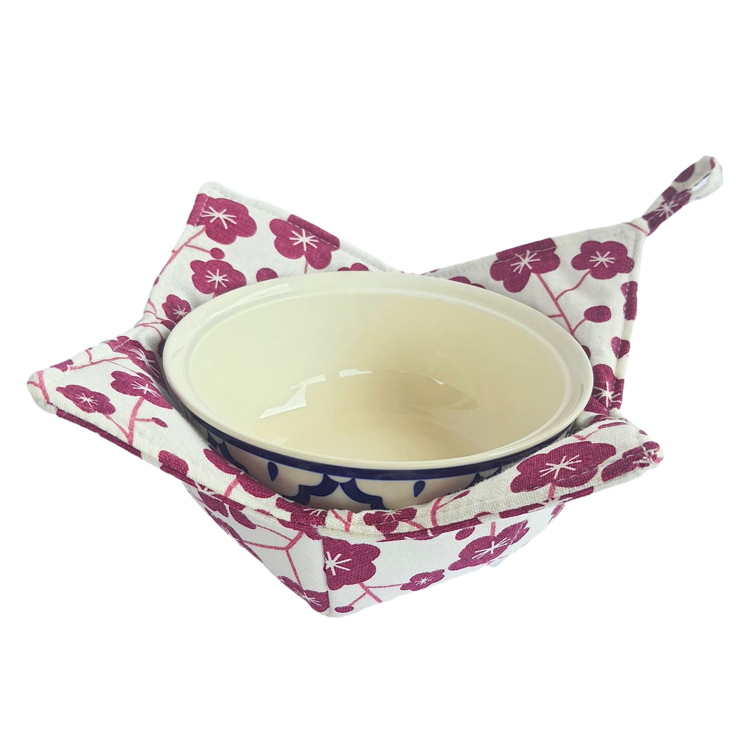 CUSHYSTORE 2x Bowl Cozy Cotton Holders Heat and Cold Resistant Anti-Scalding Protector (Chineses Blossom)