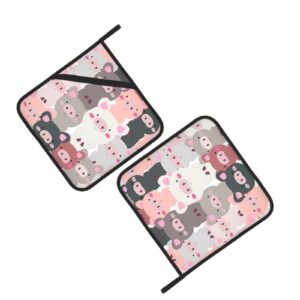 Cute Pig Pot Holders Set of 2,Oven Hot Pads for Kitchen Heat Resistant Washable Potholder for Kitchen Baking