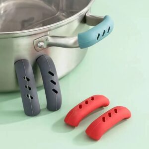 3 Pairs Silicone Anti-Scald Pot Handle Cover, Silicone Assist Handle Holder Heat Resistant Non-Slip Grip Handle Cover, Non-Slip Pot Holder Sleeve Pot Lid Handle Insulation Cover (3 Pairs)