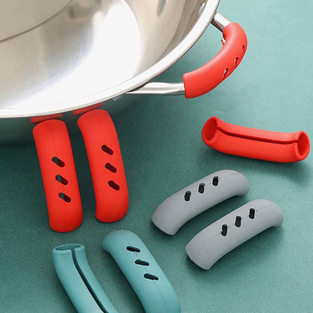 Hemoton 24 Pcs Silicone Hot Handle Holder Covers 12Pcs Assist Hot Handle Holder Pot Holders Cover Non- Slip Hot Handle Holder Sleeves Heat Insulated Pot Grip Covers