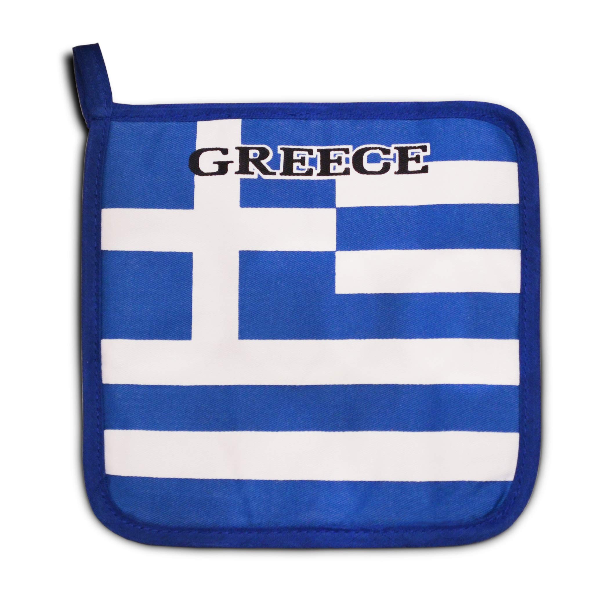 Greece Flag Kitchen & BBQ Set w/ Apron, Oven-mitt & Pot-holder Greek