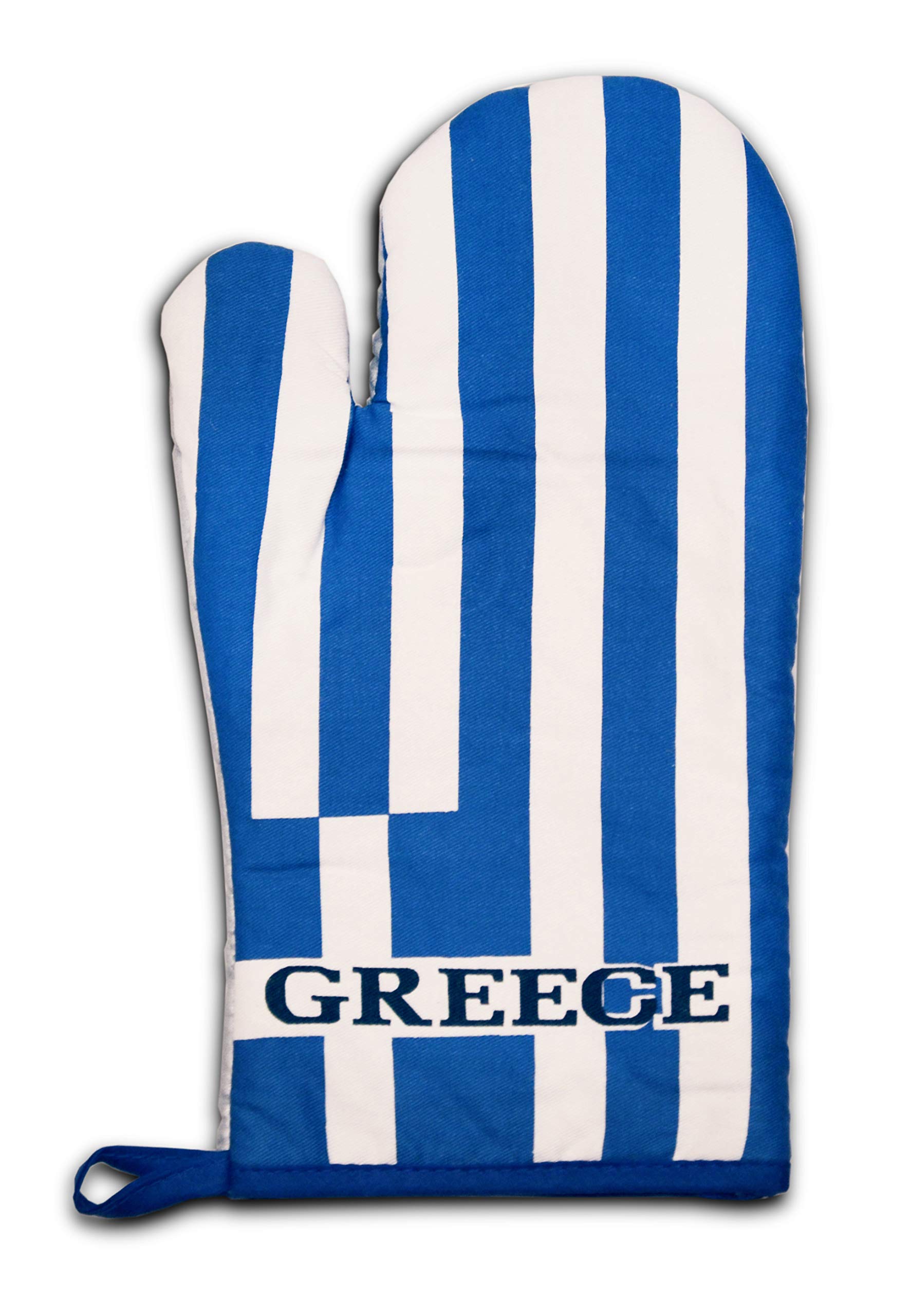 Greece Flag Kitchen & BBQ Set w/ Apron, Oven-mitt & Pot-holder Greek