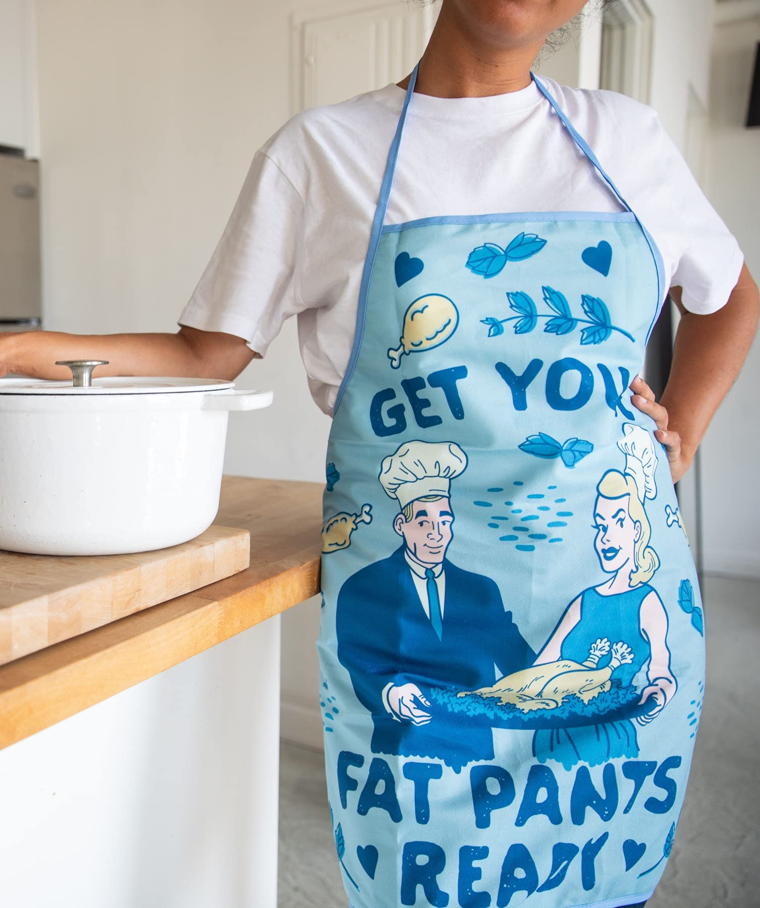 Get Your Fat Pants Ready Funny Thanksgiving Dinner Graphic Kitchen Accessories Funny Graphic Kitchenwear Funny Food Novelty Cookware Blue Oven Mitt