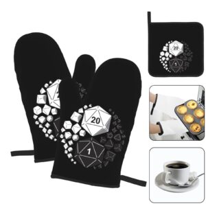 Xydzqdlmmd Dungeons and Dragons Yin Yang Oven Mitts Pot Holders Sets Fashion Kitchen Heatproof Glove Heat Insulated Pad, Black, One Size