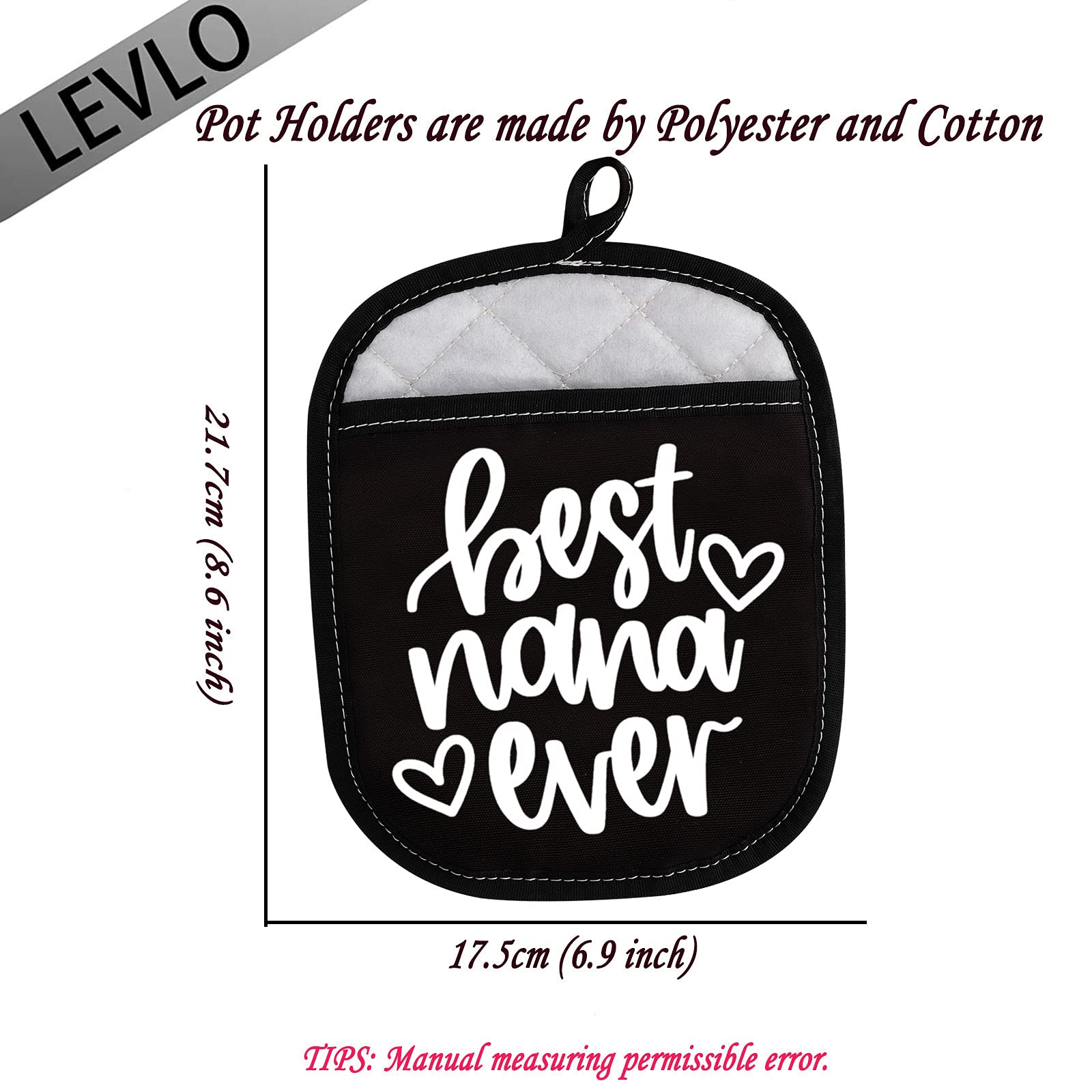 LEVLO Idea Best Nana/Mom Ever Pot Holders Gift for Aunt Mother Grandmother (Nana)