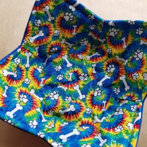 Tie Dye Dog Bone Paw Print Microwave Bowl Cozy Hippie Puppy Reversible Microwaveable Potholder Bowl Buddy BoHo Bohemian Puppy Kitchen Linens Handmade Housewarming Hostess Gifts Under 10