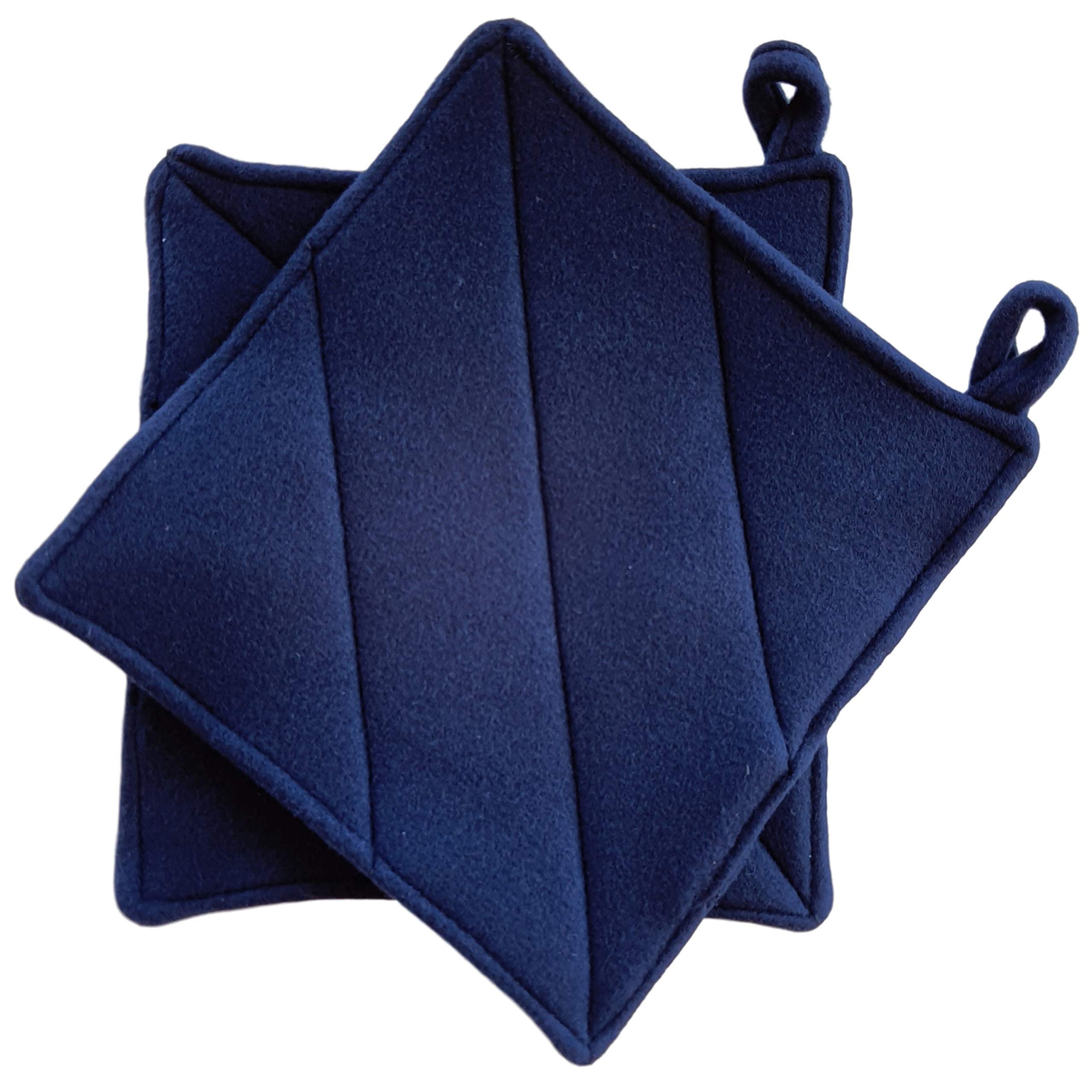 CUSHYSTORE Navy Blue Pot Holders Oven Pads Soft Fabric for Cooking Kitchen 7.75", 2 Pack