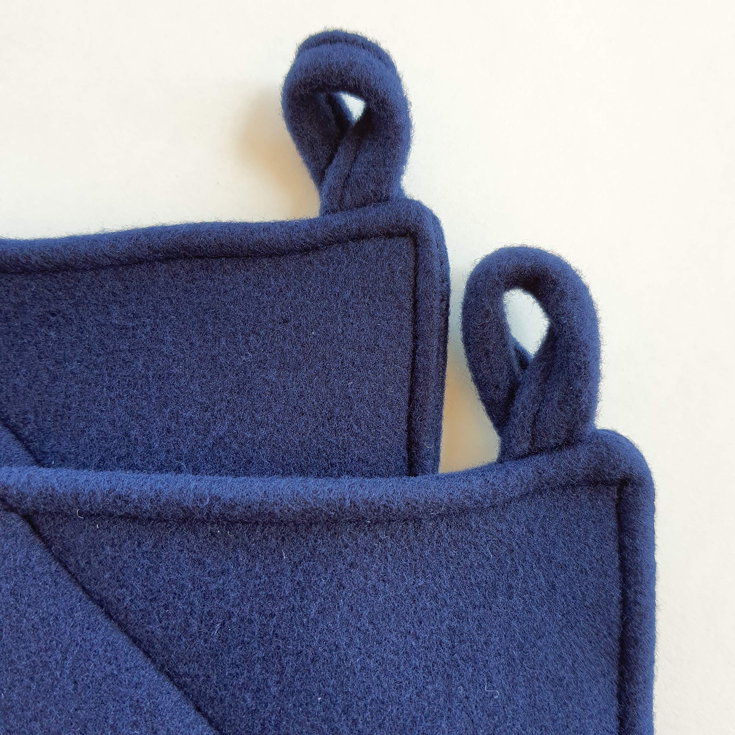 CUSHYSTORE Navy Blue Pot Holders Oven Pads Soft Fabric for Cooking Kitchen 7.75", 2 Pack