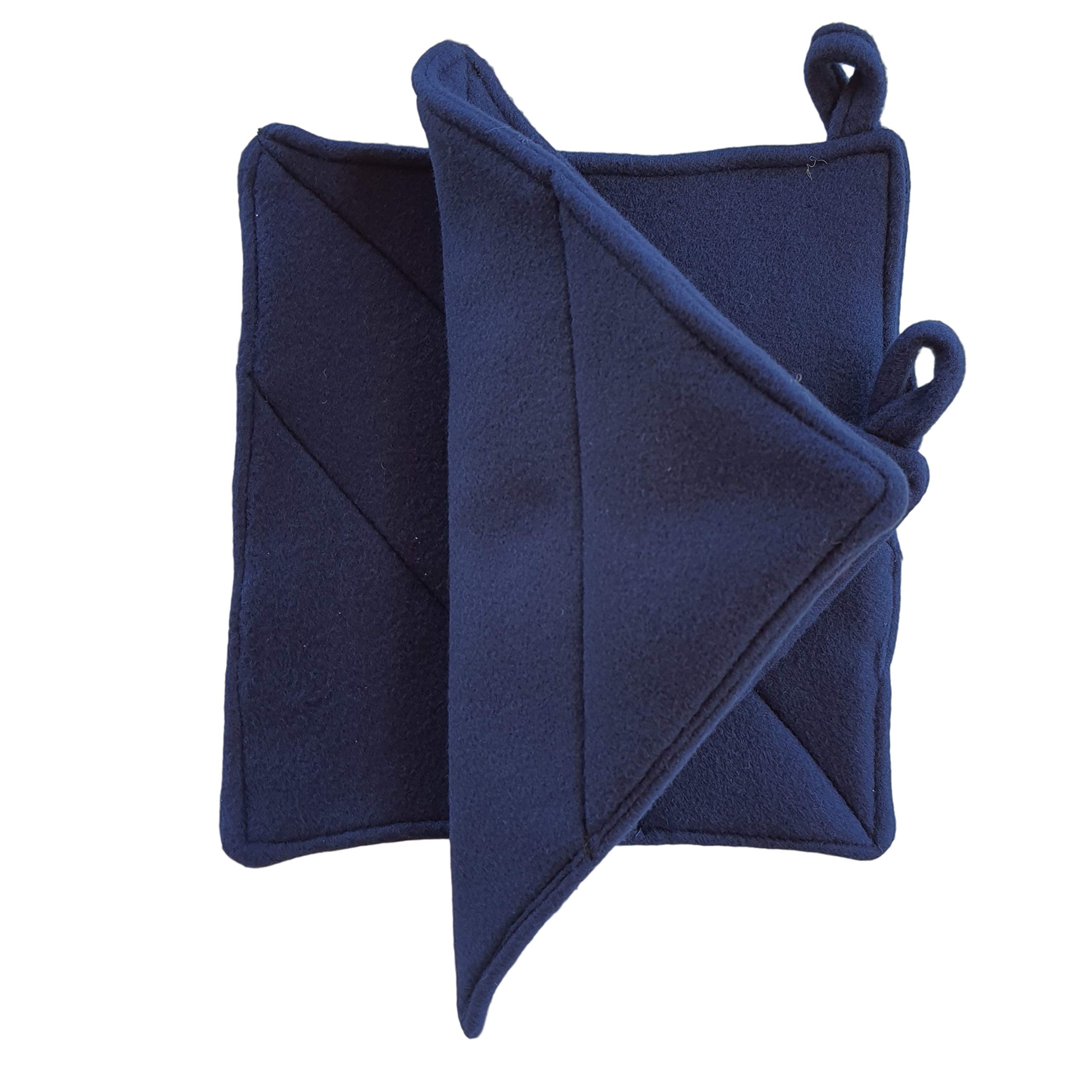 CUSHYSTORE Navy Blue Pot Holders Oven Pads Soft Fabric for Cooking Kitchen 7.75", 2 Pack