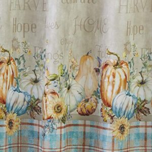 SKL Home Harvest Sentiments Shower Curtain and Hook Set, Multicolored