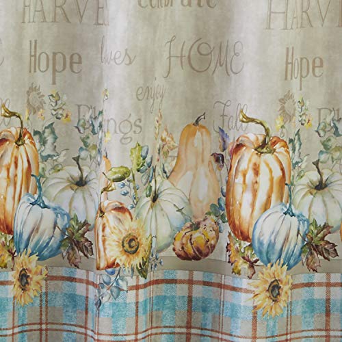 SKL Home Harvest Sentiments Shower Curtain and Hook Set, Multicolored