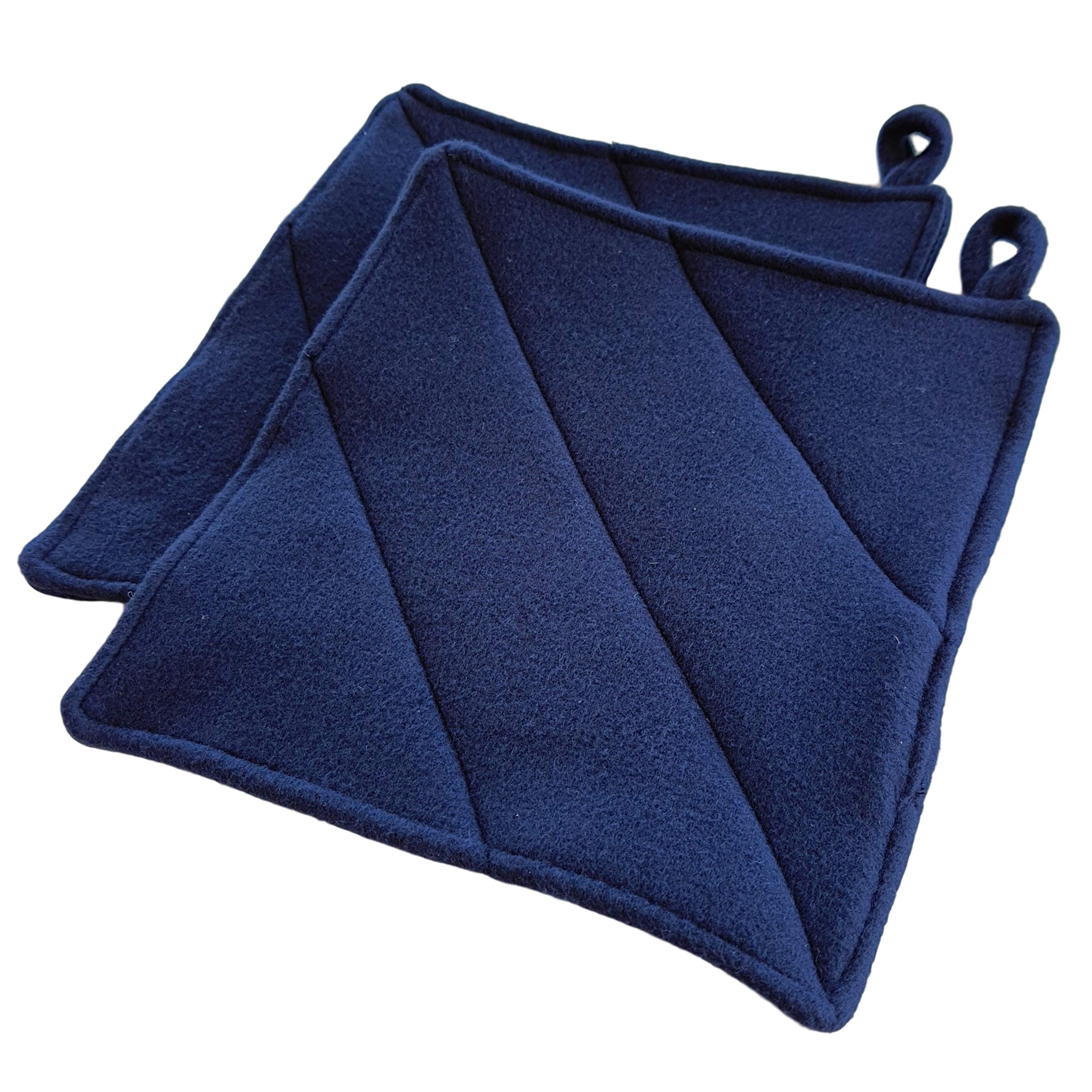 CUSHYSTORE Navy Blue Pot Holders Oven Pads Soft Fabric for Cooking Kitchen 7.75", 2 Pack