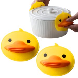 Mini Silicon Heat Resistant Potholder - Mini Silicone Duck Animal Oven Mitts Gloves - Heat Resistant Little Yellow Duck Cartoon Clip for Baking and Pot-Holding, Baking Instant Kumprohu