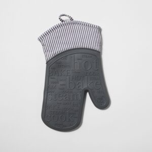 sur la table silicone striped oven mitt, gray