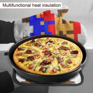 HENGE Pixel Mario Oven Mitts and Pot Holders Sets of 2,Resistant Hot Pads,Flexible Cooking Oven Gloves for Microwave BBQ Cooking Baking Grilling