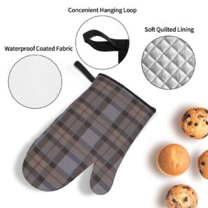 4pcs Oven Mitts and Pot Holders Set Outlander Fraser Tartan Plaid Heat Resistant Oven Gloves Non-Slip Hot Pads for BBQ Cooking Baking