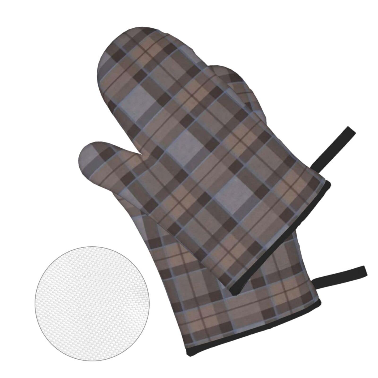 4pcs Oven Mitts and Pot Holders Set Outlander Fraser Tartan Plaid Heat Resistant Oven Gloves Non-Slip Hot Pads for BBQ Cooking Baking