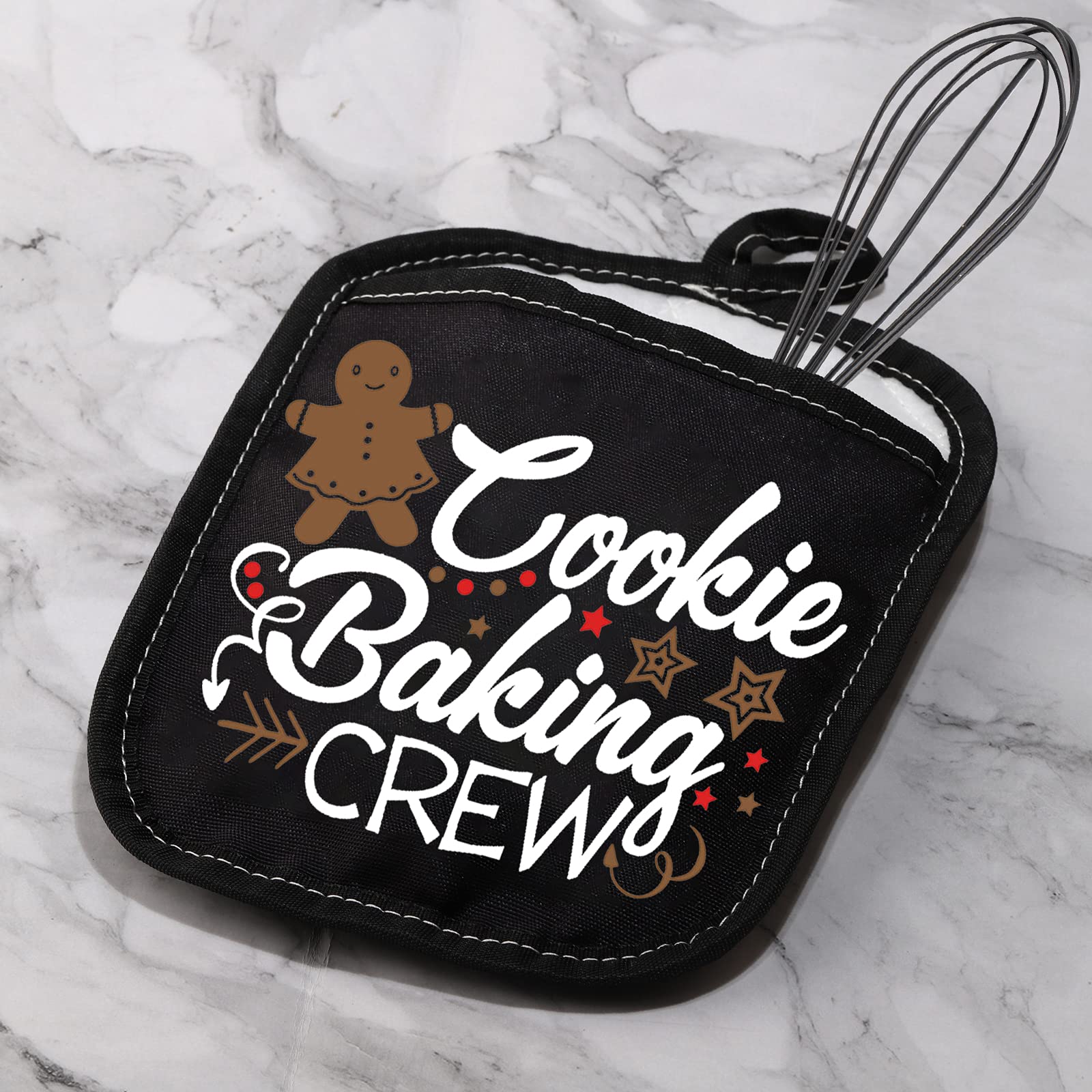 Cookie Baking Crew Oven Mitt Potholder Christmas Cookies Holiday Baking Team Gift (Cookie Baking Crew Black)