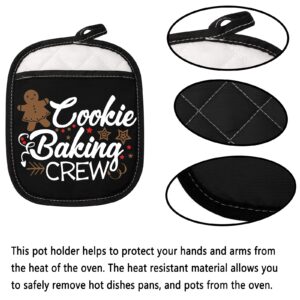 Cookie Baking Crew Oven Mitt Potholder Christmas Cookies Holiday Baking Team Gift (Cookie Baking Crew Black)