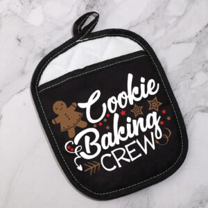 Cookie Baking Crew Oven Mitt Potholder Christmas Cookies Holiday Baking Team Gift (Cookie Baking Crew Black)