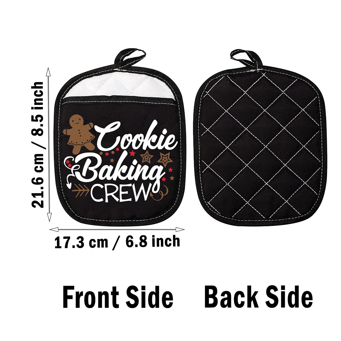 Cookie Baking Crew Oven Mitt Potholder Christmas Cookies Holiday Baking Team Gift (Cookie Baking Crew Black)