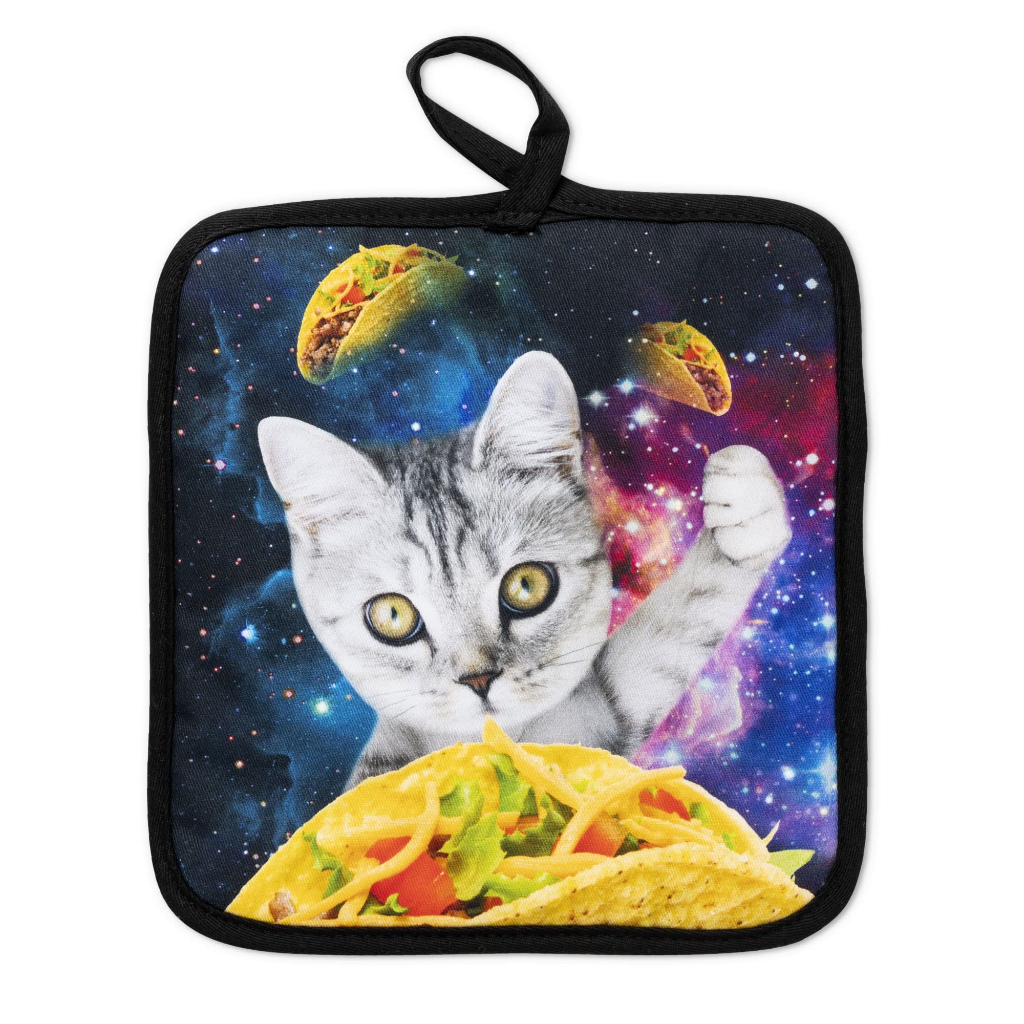 Oven Mitts Co. Galaxy Taco Cat, Oven Mitts and Pot Holder 3pcs Set, Insulated, 100% Cotton