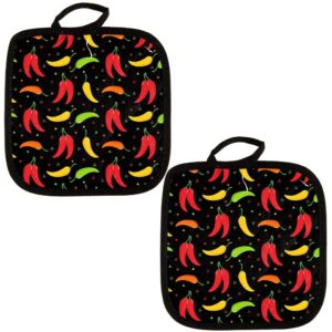 old glory cinco de mayo chili pepper fiesta repeat pattern pot holder (set of 2) black standard one size