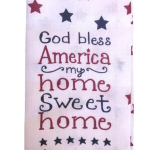 God Bless America Patriotic BBQ Americana Oven Mitt, Pot Holder, Kitchen Towels & Wooden Cooking Spoon 5 Piece Kitchen Set