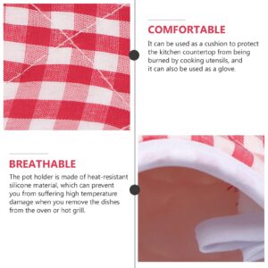 OSALADI BBQ Gloves 2pcs Red Plaid Oven Gloves Kids Anti- Scald Gloves Kitchen Baking Mitts for BBQ Cooking Baking Grilling Oven Gloves