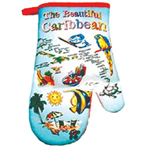 Caribbean Gift Souvenir Kitchen Accessory Cooking Set - Apron, Oven Mitt & Pot Holder Unique Novelty Caribbean Island Gifts Fort Women & Men (3 Piece Combo)