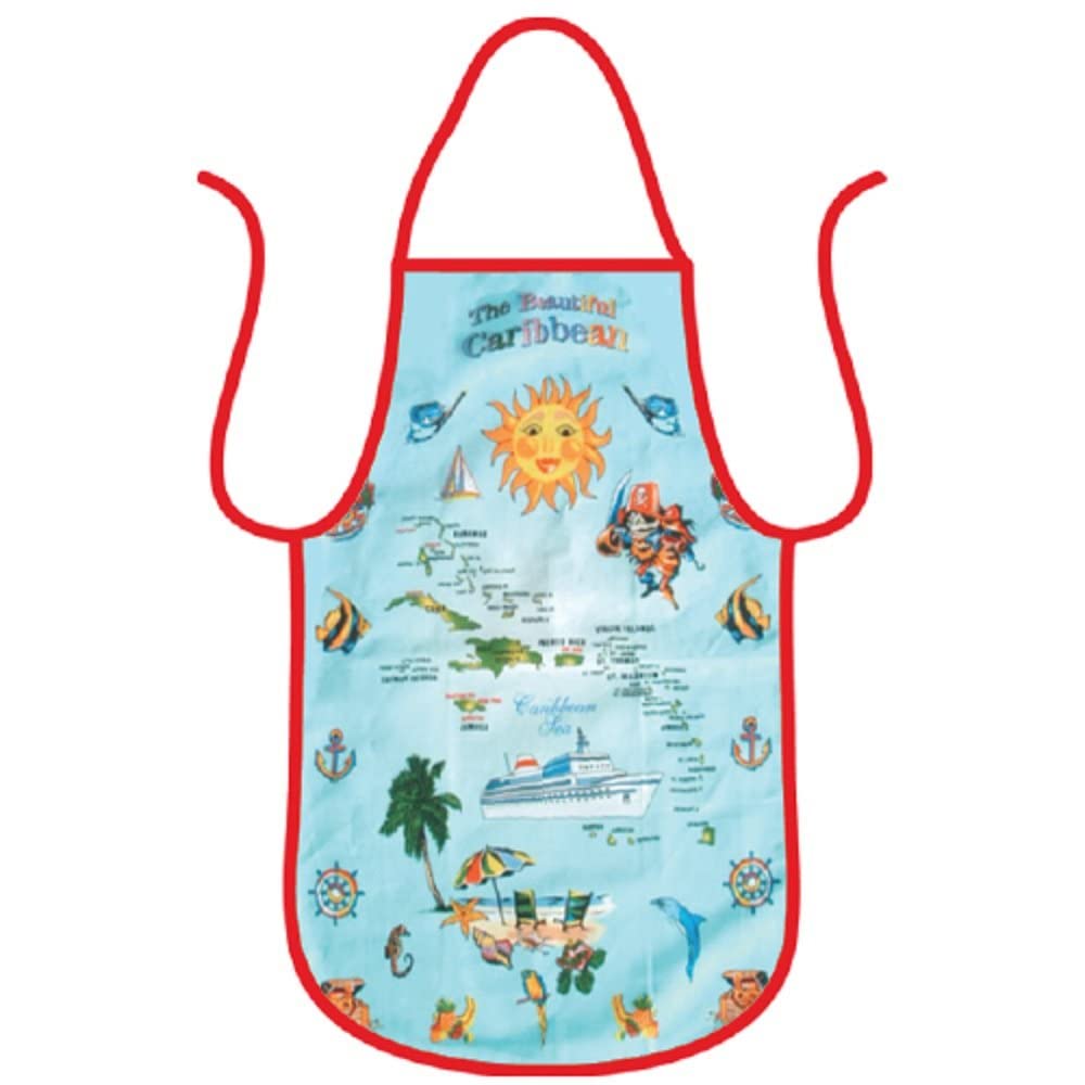 Caribbean Gift Souvenir Kitchen Accessory Cooking Set - Apron, Oven Mitt & Pot Holder Unique Novelty Caribbean Island Gifts Fort Women & Men (3 Piece Combo)