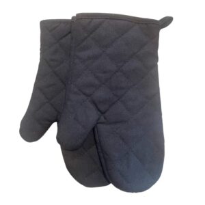 black heat resistant oven mitt set- quilted polyester kitchen mitten