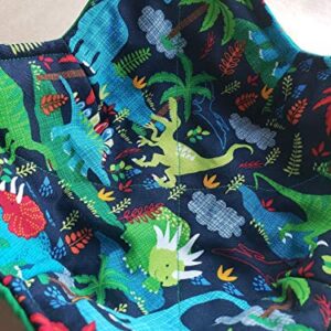 Dinosaur Microwave Bowl Cozy Dino Reversible Microwaveable Potholder Paleontologist Bowl Buddy Children's Kitchen Linens Tyrannosaurus Rex Raptor Kid Gifts Under 10 Handmade Birthday