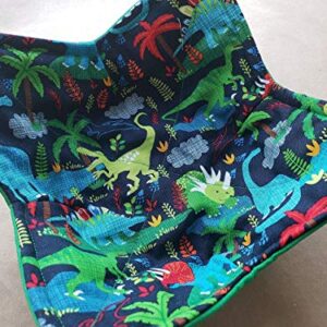 Dinosaur Microwave Bowl Cozy Dino Reversible Microwaveable Potholder Paleontologist Bowl Buddy Children's Kitchen Linens Tyrannosaurus Rex Raptor Kid Gifts Under 10 Handmade Birthday