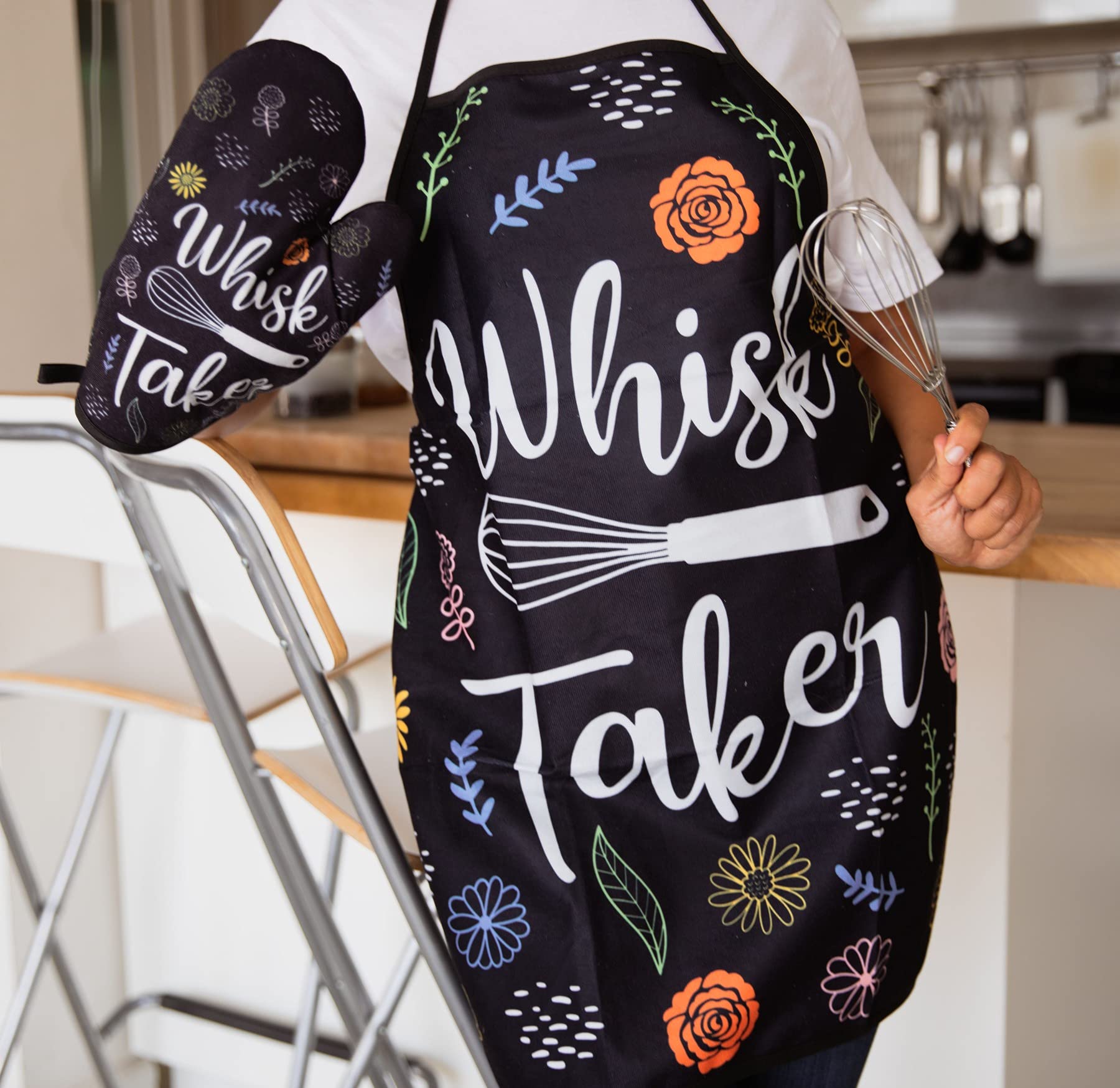 Whisk Taker Funny Kitchen Cooking Baking Graphic Novelty Kitchen Accessories Funny Graphic Kitchenwear Funny Food Novelty Cookware Black Oven Mitt