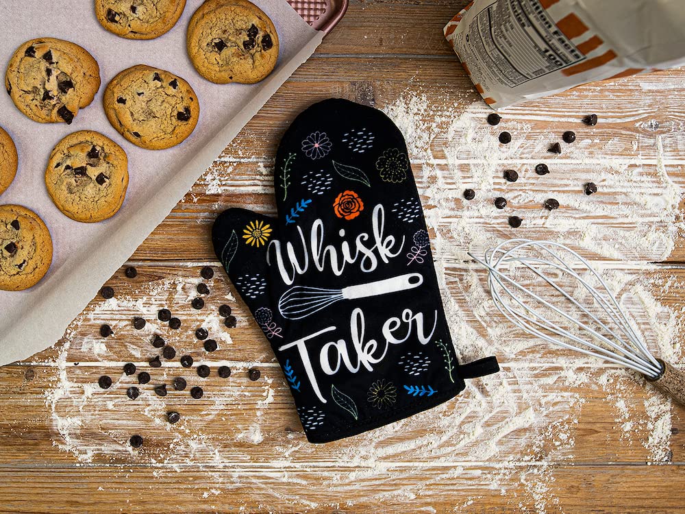 Whisk Taker Funny Kitchen Cooking Baking Graphic Novelty Kitchen Accessories Funny Graphic Kitchenwear Funny Food Novelty Cookware Black Oven Mitt