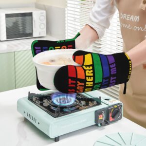 is It Gay in Here Or is It Just Me LGBTQ Gay Pride Oven Mitts and Pot Holders Sets for Baking Barbecue and Cooking Microwave Gloves Pot Rack Hot Pad