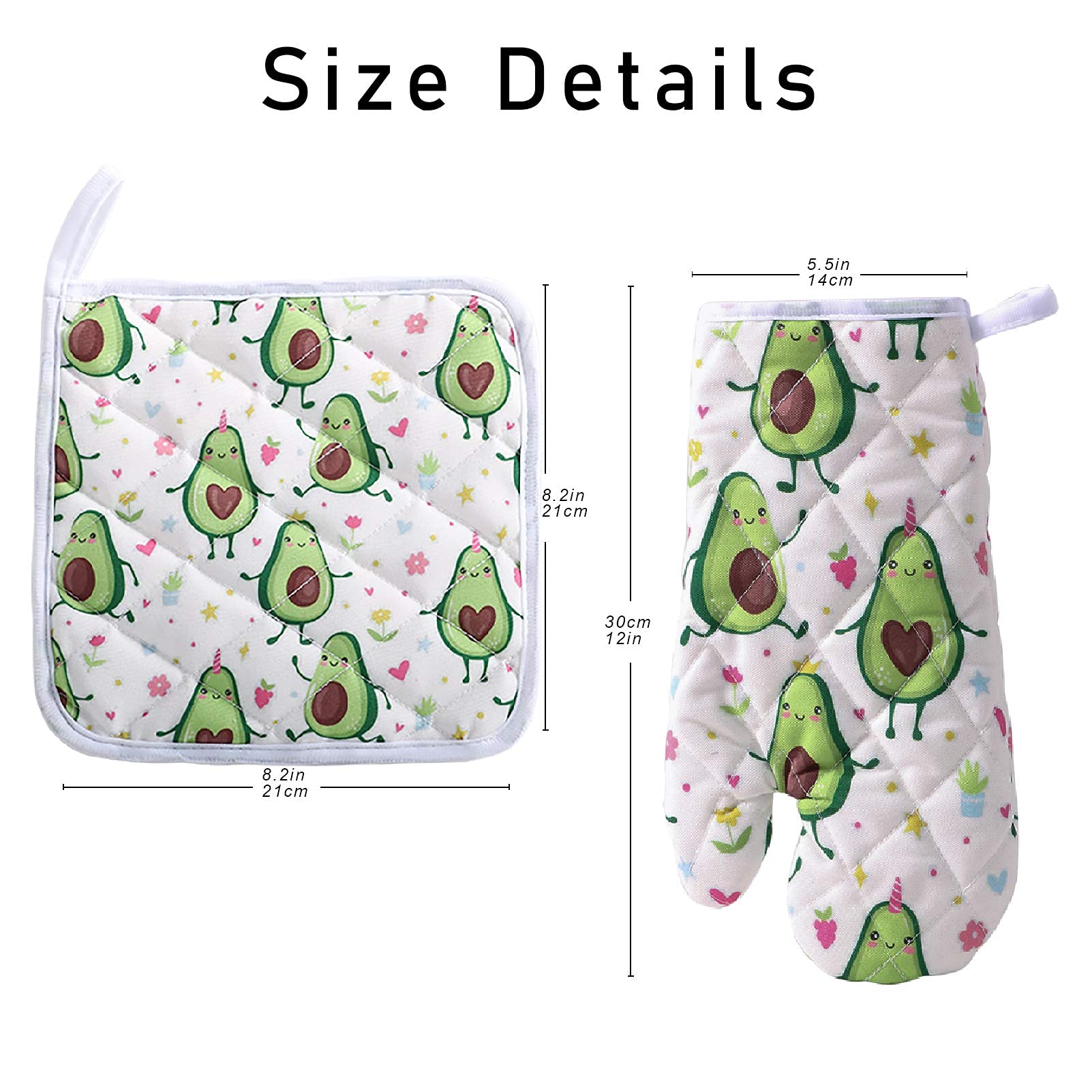 Vantaso Kitchen Cooking Aprons Set for Women with 2 Pockets Avocado,Oven Mitt and Pot Holder Set