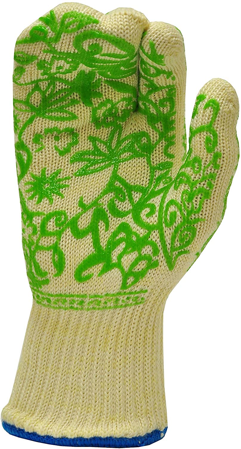 G & F 1688 Dupont Nomex & Kevlar Heat Resistant Oven Gloves, 3-Finger Oven Gloves & Pot Holder Set