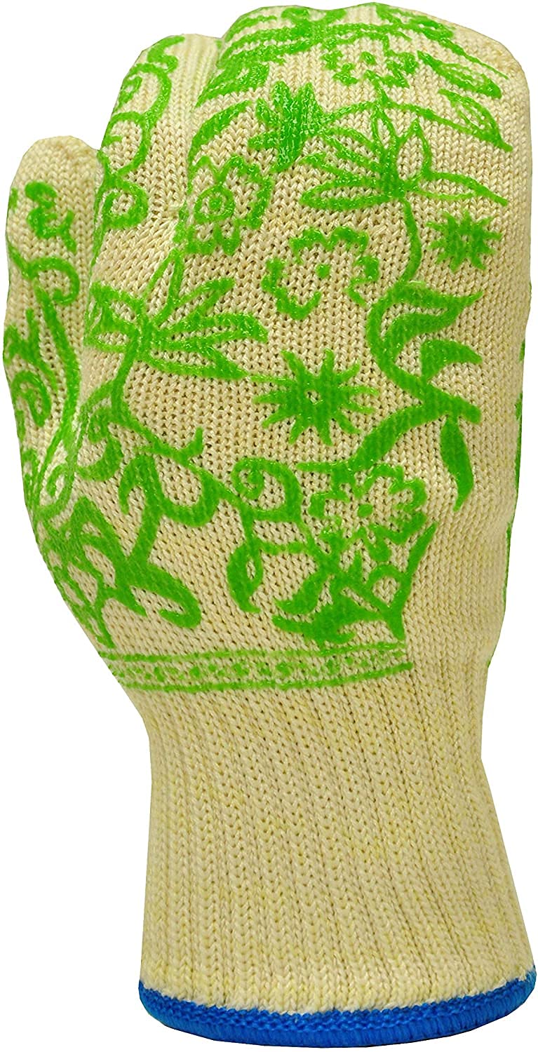 G & F 1688 Dupont Nomex & Kevlar Heat Resistant Oven Gloves, 3-Finger Oven Gloves & Pot Holder Set