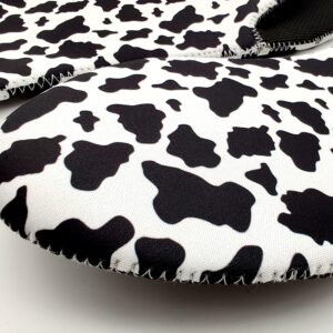 Classic Cow Print Oven Mitts 2 Pack, Neoprene Fabric Heat Resistant Rubber Grip, Kitchen Oven Glove, Washable Pot Holder