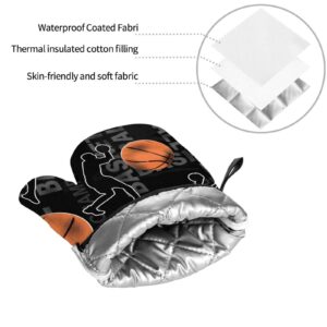 Basketball Sport Oven Mitts and Pot Holders Sets Kitchen Oven Gloves BBQ Gloves Pot Holders for Cooking Baking