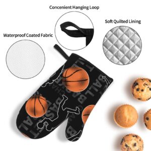 Basketball Sport Oven Mitts and Pot Holders Sets Kitchen Oven Gloves BBQ Gloves Pot Holders for Cooking Baking